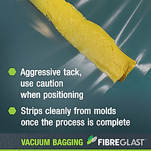 Fibre Glast High-Temp No-Leak Vacuum Seal Tape, Yellow, 25ft – Vacuum Bagging Supplies, Vac Purge Kits – for Carbon, Fiberglass, Epoxy & Resin Composites – Made in USA