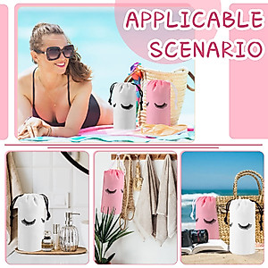 50 Pieces Lash Aftercare Bags Eyelash Plastic Makeup Bags Travel Eyelashes Bag Empty Eyelash Packaging Bags Portable Drawstring Cosmetic Pouch for Women Girl Toiletry Supplies, 4 x 6 Inch, White, Pink