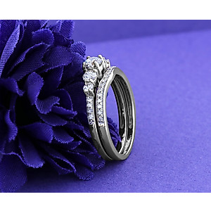 Dazzlingrock Collection Round White Diamond Five Stone Engagement Ring Set for Women (0.45 ctw) in 14K White Gold Size 7