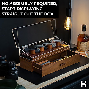 Pocket Knife Display Case EDC Case – Pocket Knife Storage Case and Knife Display Stand – Pocket Knife Case and Pocket Knife Organizer – Knife Cases For Collections - Gift For Men Husband Dad - Walnut