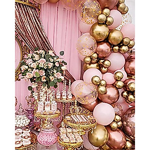 BALONAR 125Pcs DIY Pink Gold White Garland Balloons Kits with 18/10/5Inch Latex Metallic Chrome Balloons for Bridal Shower Girl Birthday Party Wedding Baby Shower Anniversary Balloon Chain.