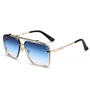 Dollger Square Aviator Sunglasses for Men and Women Fashion Metal Vintage Gradient Shades Sunglasses UV400 Protection