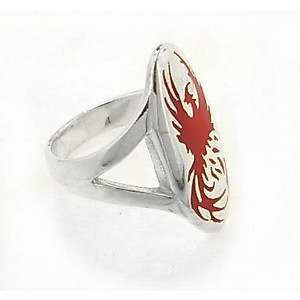 Mythical Red Firebird Phoenix Rising from the Ashes Sterling Silver Ring Size 9(Sizes 4,5,6,7,8,9,10,11,12,13,14,15)