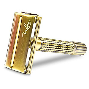 Seki Japan Double Edge Butterfly Open Safety Razor, Heavy Duty Bronze Brass Hard Chromium, 3.14inch Long Handle