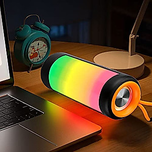 Lefthigh New Portable Speaker, with Colored Light Bluetooth Speaker Bluetooth 5.0, Compatible with TFCard, AUX Cable, USB Flash Drive
