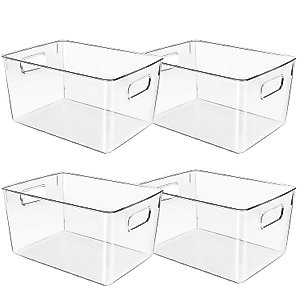 Clear Plastic Storage Bins, Perfect for Kitchen or Pantry Organization and Storage, Fridge Organizer Bins, Pantry Organization and Storage Bins, Cabinet Organizers