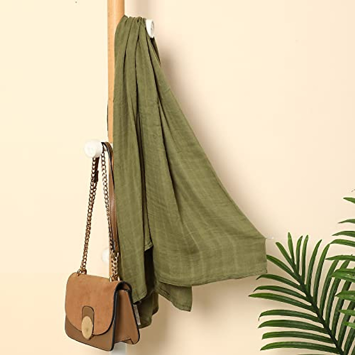 Muslin Swaddle Blanket, 100% Bamboo Plain Solid Olive Unisex Swaddle Wrap, Soft Silky Bamboo Green Muslin Swaddle Blankets Neutral Receiving Blanket for Newborn Boys and Girls, Large 47'' X47''