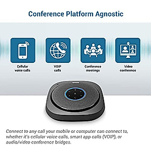 Snom C300 Bluetooth 5.0 Conference Speakerphone with 6 Mics, 24 hrs Call Time, App Controlled, USB C, Home Office & Small Business, Black