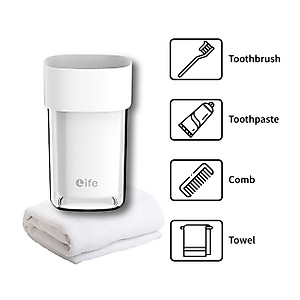 Travel Toothbrush Case for Regular and Electric Toothbrushes (Oral B Philips), Personal Hygiene Items Case for Two, Large Capacity for Toothpaste Shaver, Towels, Perfect for Business and Personal Travel (White)