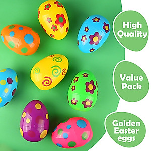 SURCVIO 12 Pcs Jumbo Printed Easter Eggs, 6 Inches Giant Plastic Eggs Fillable for Easter Themed Hunt Basket Stuffers Fillers, Filling Treats Party Favor Hunt Game Classroom Prize Supplies