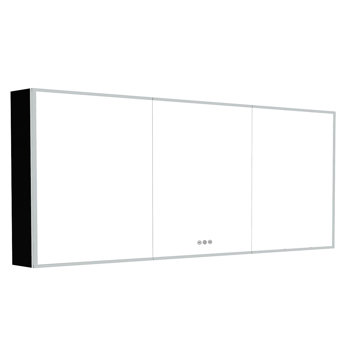 tunuo Medicine Cabinets for Bathroom with Mirror, 60”W x 36”H Wall Mounted LED Medicine Cabinet Mirror with Defogger, Dimmer, Outlets & USB, Three Doors