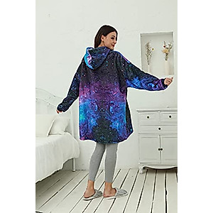 UNIFACO Women Wearable Blanket Hoodie Oversized Sherpa Blanket Sweatshirt with Hood Pocket Super Soft Warm Plush Hooded Blanket for Adult