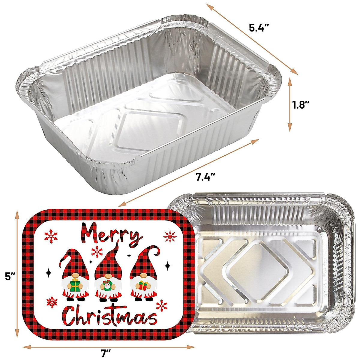 WorldBazaar Christmas Aluminum Leftover Containers 36PCS Watercolor Christmas Food Storage Containers with Lids Disposable Christmas To Go Containers Foil Tin Pans Winter Holiday Party Supplies