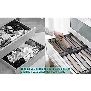 IrbingNii Clothes Organizer for Wardrobe Closet Jeans Pants Organizer Foldable Drawer Clothes Compartment Storage Box(Grey)