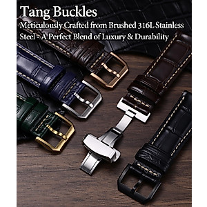 REZERO Leather Watch Bands for Men, Quick Release Watch Straps, Luxury Italian Alligator Grain Embossed Band Replacements 19mm 20mm 21mm 22mm