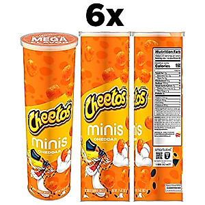 Cheetos Minis Canisters, Cheddar, 3.625 Ounce (Pack of 6)