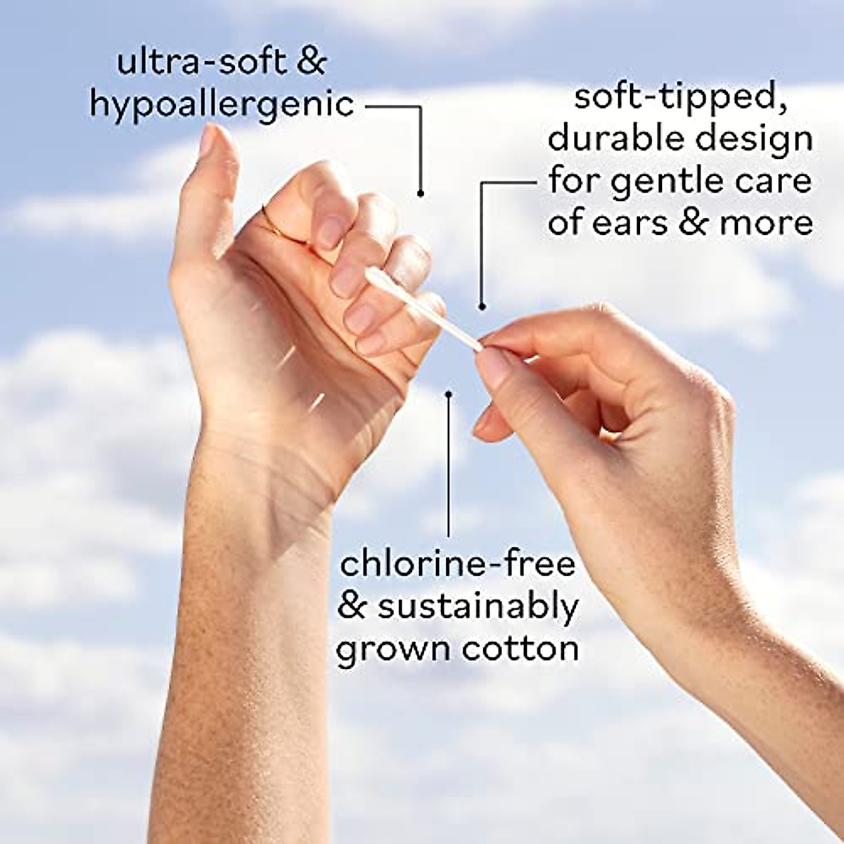 Sky Organics Organnic Cotton Swabs for Sensitive Skin, 100% Pure GOTS Certified Organic for Beauty & Personal Care, 500 ct.