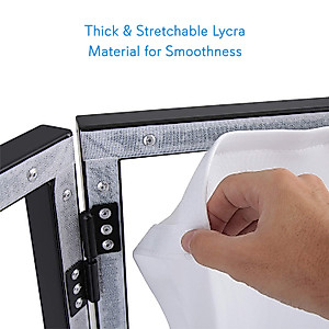 Pyle DJ Booth Foldable Cover Screen - Portable Event Facade Front Board Video Light Projector Display Scrim Panel with Folding Steel Frame Panel Stand, Stretchable Lycra Spandex - PDJFAC10 (White)