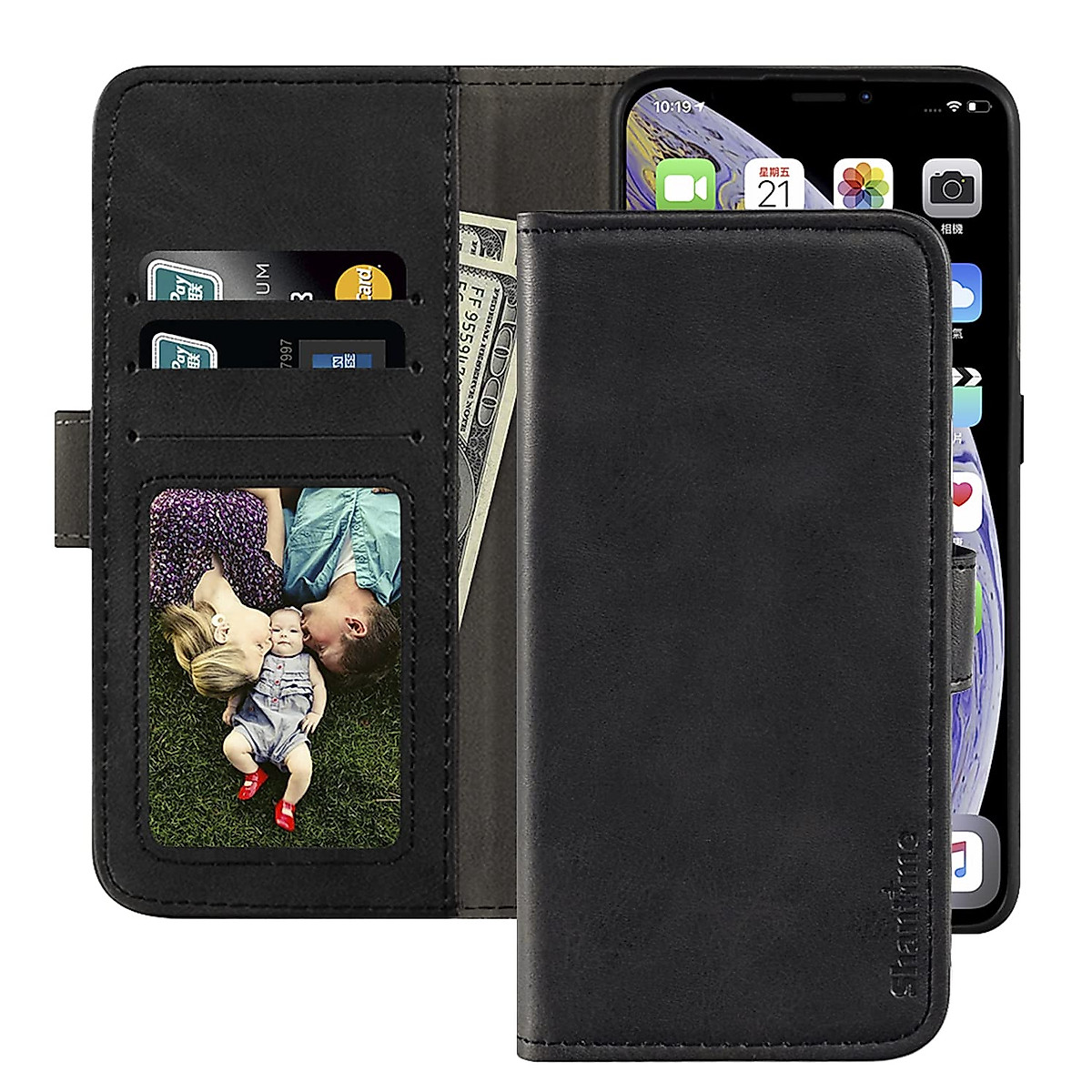 MILEGAO Case for Lenovo Z5 Pro, Magnetic PU Leather Wallet-Style Business Phone Case,Fashion Flip Case with Card Slot and Kickstand for Lenovo Z5 Pro GT 6.39 inches-Black
