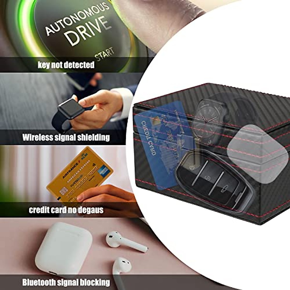 Faraday Box, [Carbon Fiber Texture] Diyife RFID Box for Car Keys, Key Fob Protector, Signal Blocker for Keyless Fob, Large Car Key Signal Blocker Cage, Signal Blocking Box for Car Keys Phones (Medium)