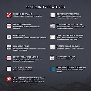 DocuGard Blue/Red Prismatic Top Check, 8.5 x 11 Inches, 24 lb, 500 Sheets, 1 Check Per Sheet (04532)