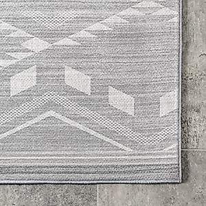 nuLOOM Joni Tribal Machine Washable Indoor/Outdoor Area Rug, 6' x 9', Grey