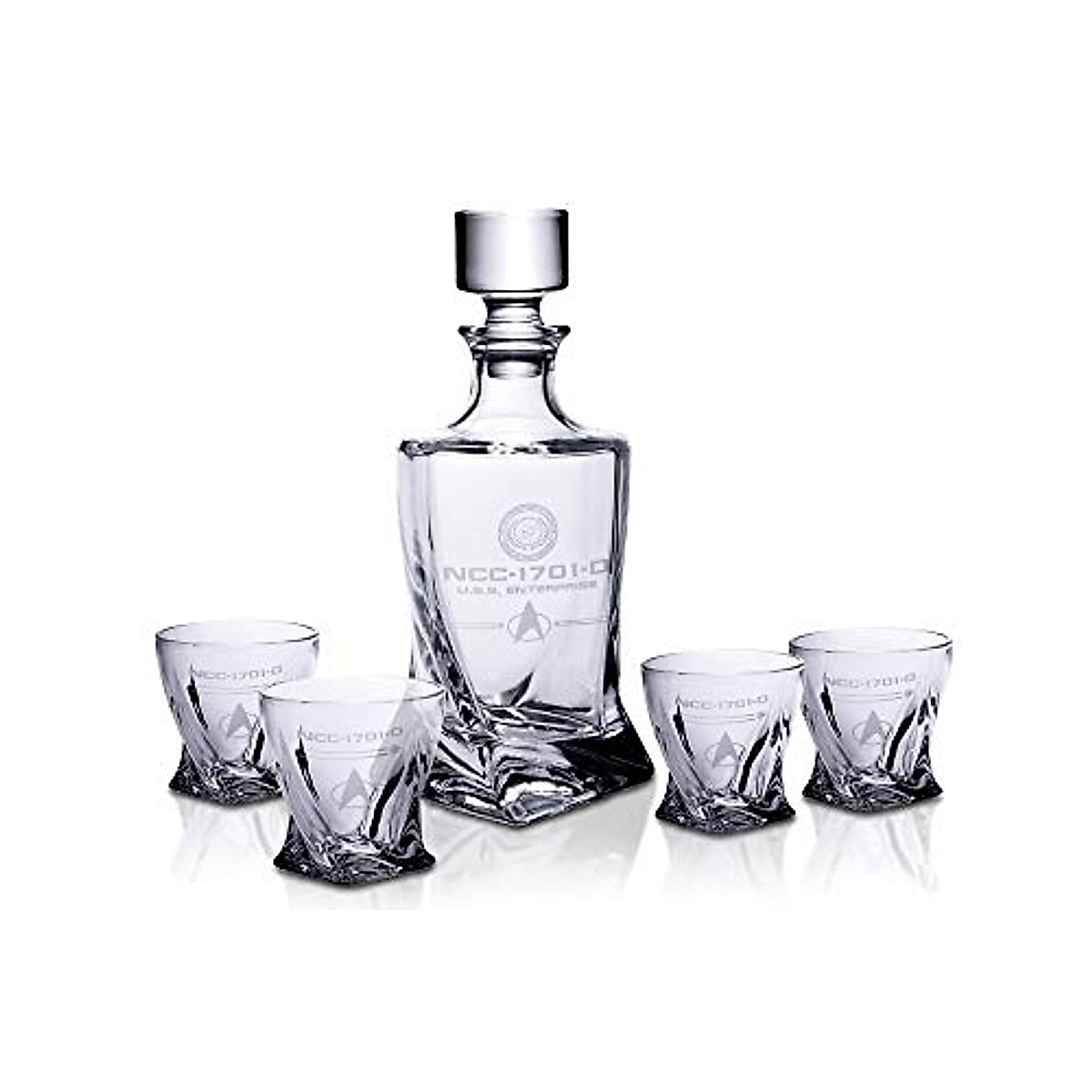 Star Trek: The Next Generation 5-Piece Whiskey Decanter Set | USS Enterprise Themed Party Shot Glasses For Home Barware Collection | Each Glass Holds 10 Ounces