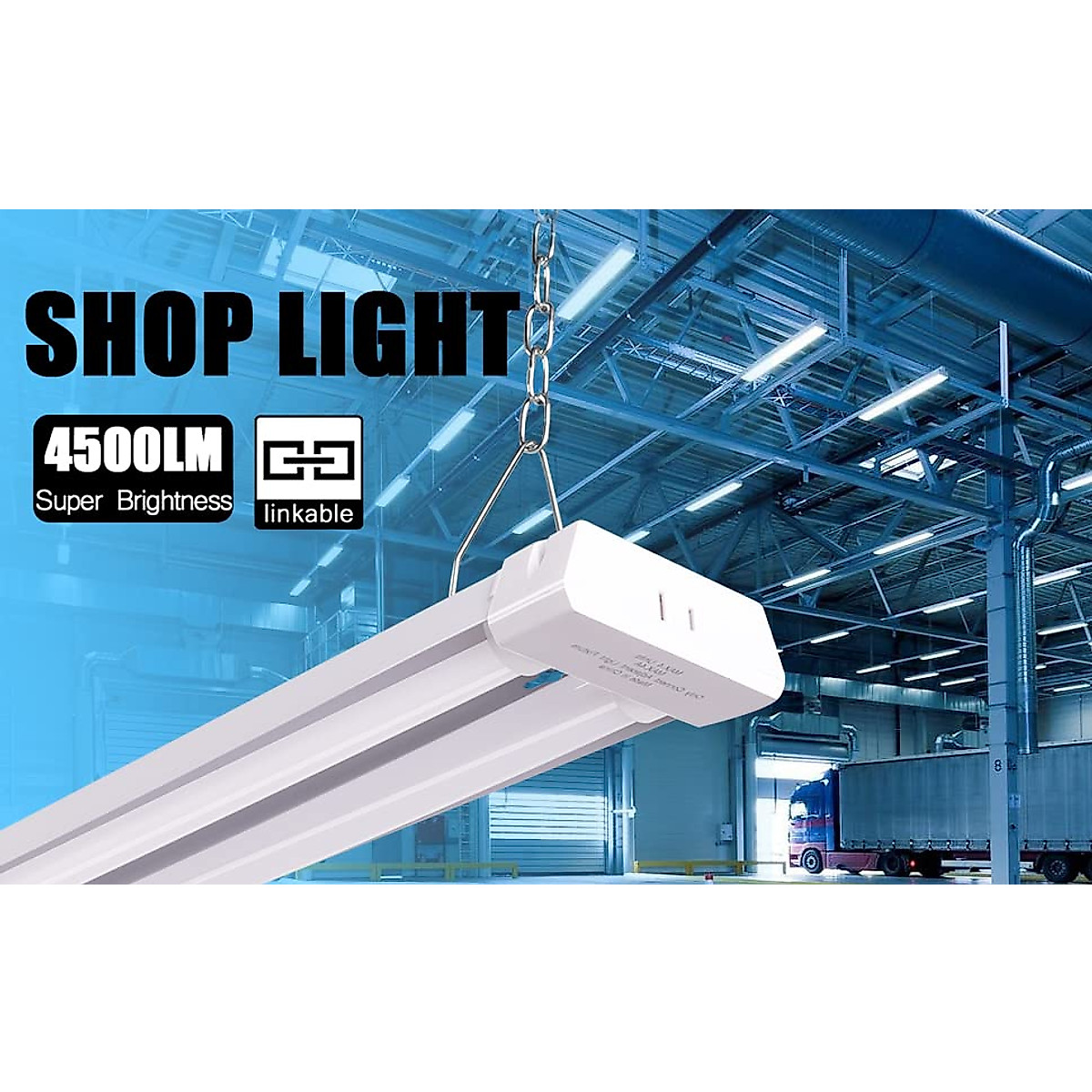 THKSGOD Linkable LED Shop Light 4ft,5000K Daylight White,led Shop Light for Garage 4500LM Super Bright,Shop Light for Workshop