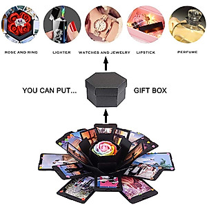 Explosion Gift Box - Photo Box, A Creative Six-sided Gift Box. Love Memory DIY Handmade Photo Album Scrapbook, A Surprising Birthday Gift, Ideal for Weddings, Christmas or Valentine's Day
