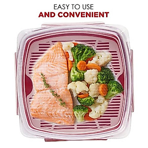 Microwave Vegetable Steamer for Cooking Food Basket Rice Veggie Microwavable Cooker Pot Exultimate