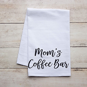 Moms Coffee Bar Kitchen Towel - Extra Large Premium Flour Sack Tea Towel, dish towel, Coffee themed gifts for Mother's Day - Made in the USA