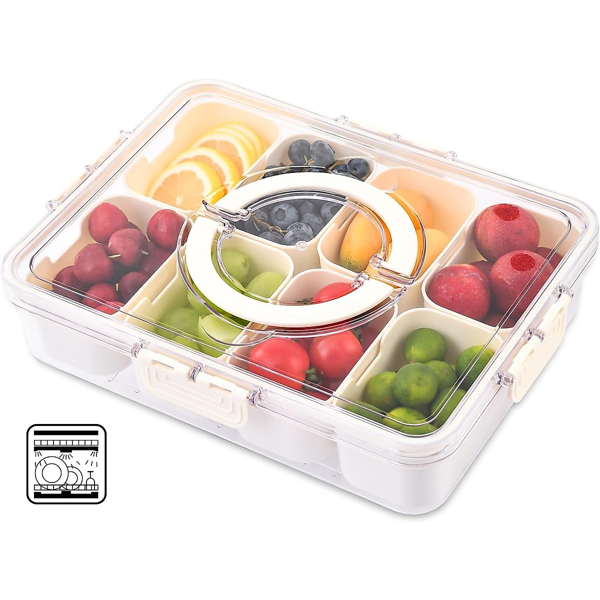 𝟖 𝐂𝐨𝐦𝐩𝐚𝐫𝐭𝐦𝐞𝐧𝐭𝐬 Divided Serving Tray with Lid and Handle, 𝐃𝐢𝐬𝐡𝐰𝐚𝐬𝐡𝐞𝐫 𝐒𝐚𝐟𝐞 Snackle Box Charcuterie Container , Fruit Storage Containers|𝐒𝐧𝐚𝐜𝐤 𝐁𝐨𝐱 𝐂𝐨𝐧𝐭𝐚𝐢𝐧𝐞𝐫