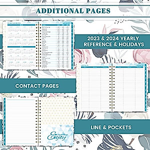 Planner 2023-2024 - Jul.2023 - Jun.2024, 2023-2024 Planner, Academic Planner 2023-2024, 2023-2024 Planner Weekly & Monthly with Tabs, 6.3" x 8.4", Hardcover with Back Pocket + Twin-Wire Binding, Daily Organizer - Petunia