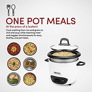Aroma Housewares 6-Cup (Cooked) (3-Cup UNCOOKED) Pot-Style Rice Cooker (ARC-743G) , White