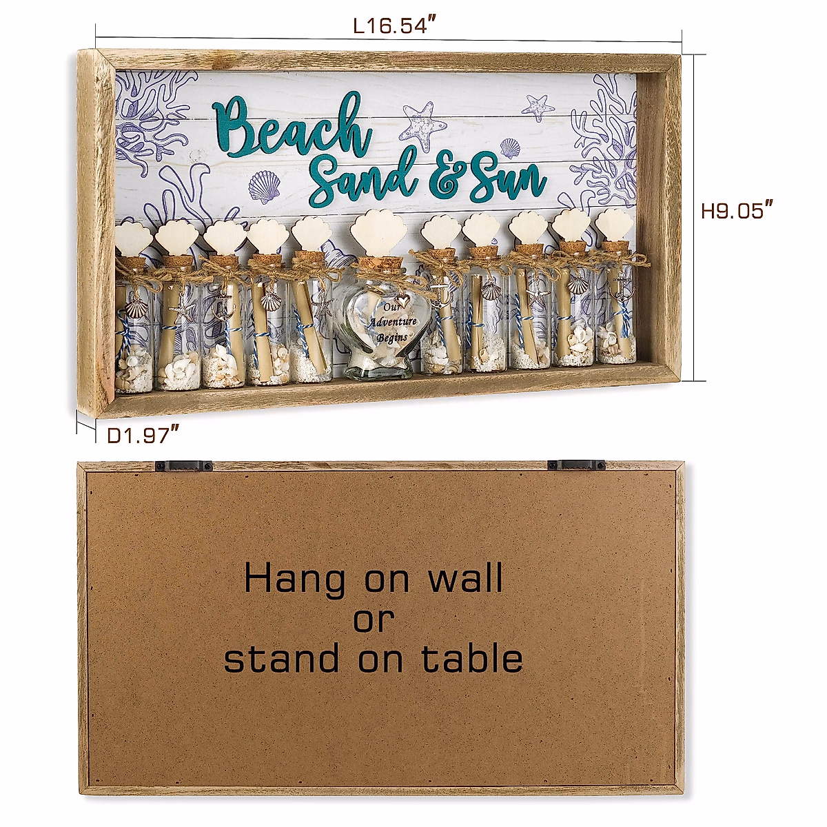 SAILINGSTORY Honeymoon Sand Jar Keepsake Shadow Box Beach Memory Coastal Decor Wedding Gift Adventure Archive Box Seashell Holder