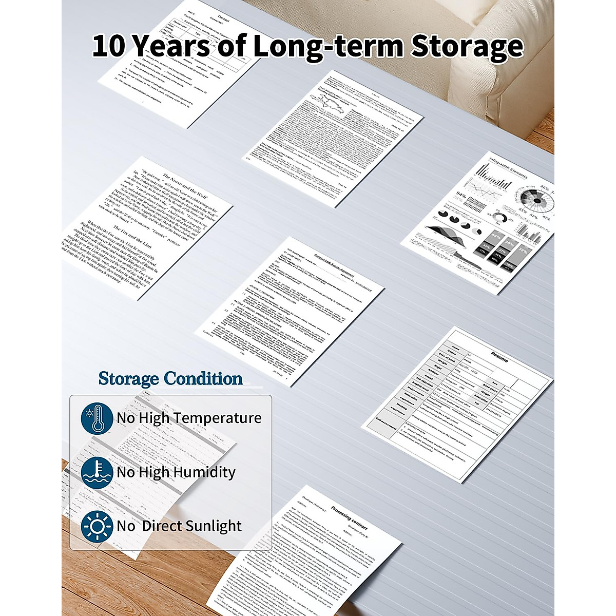 US Letter Thermal Paper - 8.5” x 11” Quick-Dry Letter Paper, Compatible with Phomemo M08F-Letter M832 M831 M833 M834 M835 Q301 Q302 & Brother-Letter Thermal Printer for Documents Contracts, 200 Sheets
