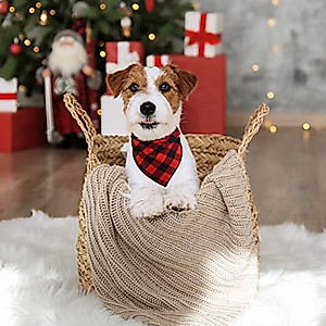 Kytely Christmas Dog Bandanas 2 Pack Winter Pet Dog Bandanas for Dogs Red White Small