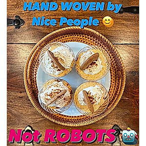 SPEENOOCH Round Rattan Woven Serving Tray with Handles Ottoman Tray for Breakfast, Drinks, Snacks, for Coffee Table, Kitchen Counter, Home Decor