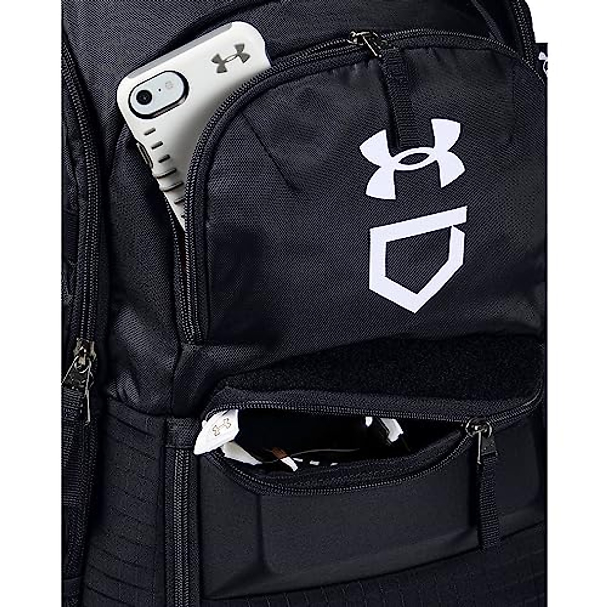 Under Armour mens Yard Baseball Backpack , Black (001)/White , One Size