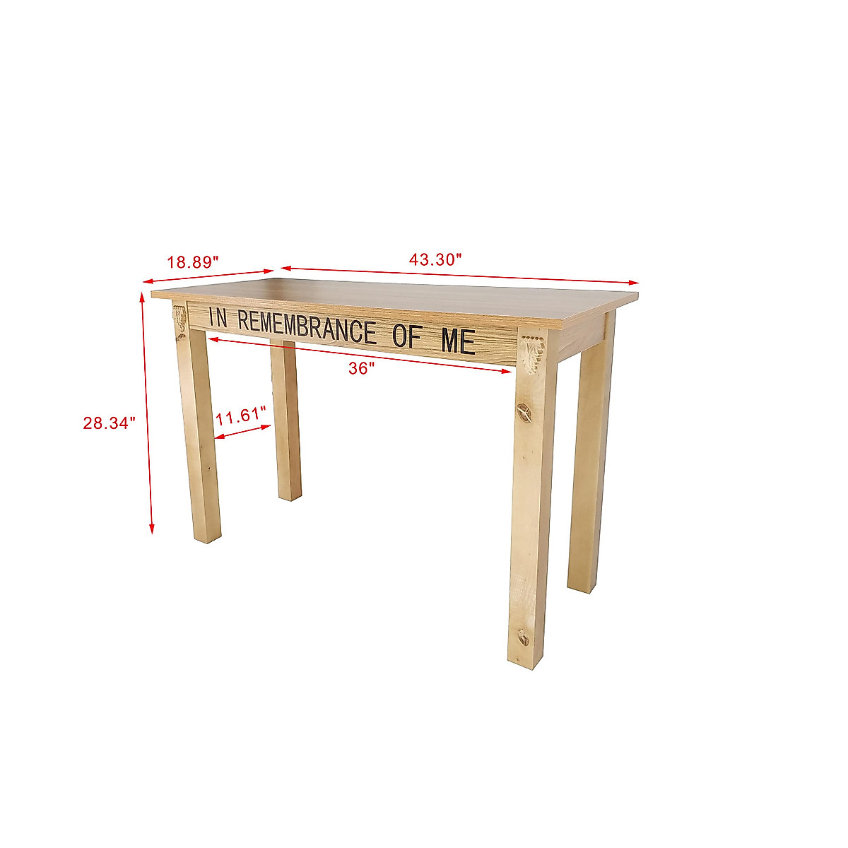 HOLYS 43.3" L x 19" D x 28.3" H Wood Holy Communion Table 11462