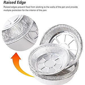 LUCKMETA 7'' Inch Round Tin Foil Pans Disposable Aluminum Pans with Clear Lids (30 Pack), Freezer & Oven Safe - For Baking, Cooking, Storage, Roasting, & Reheating, Recyclable, Pack of 30