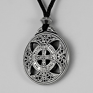 Pewter Large Celtic Love Knot Pendant Rune Necklace - 1 3/8 Inch Diameter