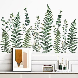 Amaonm Removable Fresh Plants Vine Leaf Wall Sticker DIY Peel and Stick Green Leaves Wall Decals Home Decor for Kids Girls Boys Babys Bedroom Living Room Nursery Classroom Playroom Wall Corner Bathroom Background Decoration