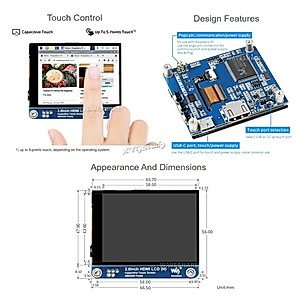 2.8inch HDMI IPS Capacitive LCD Display (H) Resolution 480×640 Adjustable Brightness Fully Laminated Screen Monitor Supports Raspberry Pi 5 4 3 B B+ and AI PC Windows 11/10 / 8.1/8 / 7 @XYGStudy
