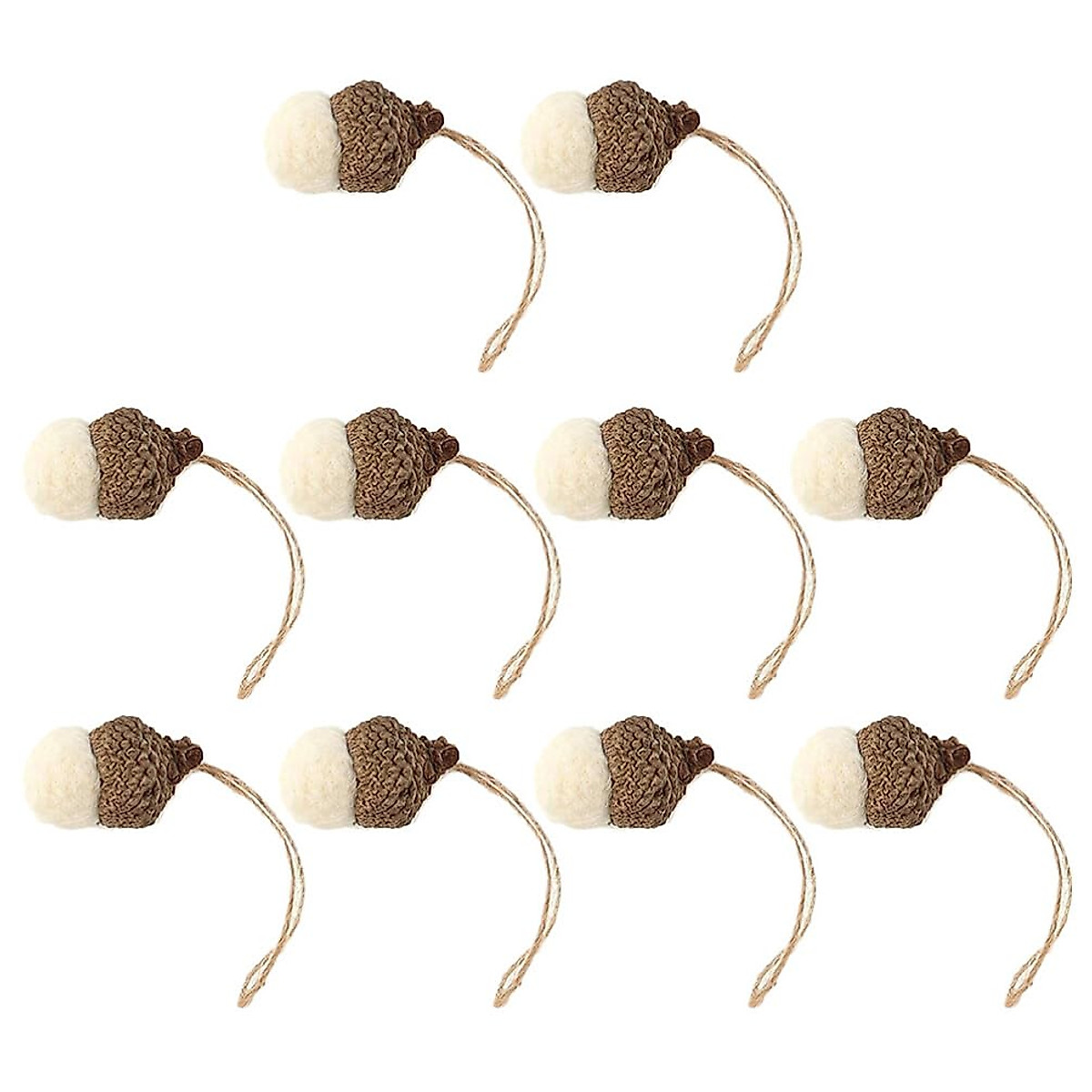 Baluue 10pcs Felt Acorn Bunches Christmas Pom Pom Christmas Hanging Pine Cones Lifelike Acorns Wool Felt Acorns Felted Wool Acorn Fall Tree Ornaments Fall Ornaments Autumn White Party Bag