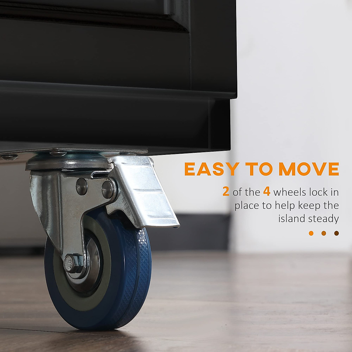 HOMCOM Rolling Kitchen Island Cart with Drop Leaf, Kitchen Cart on Wheels with Rubber Wood Top, 2 Drawers and 2 Storage Cabinets, Island Table for Kitchen, Dining Room, Black