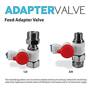 Express Water RO Feed Adapter Valve Quick Connect for Undersink Reverse Osmosis System Fits Both 3/8" & 1/2" Connection