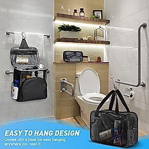 4 Pcs Portable Shower Caddy Set Quick Dry with Metal Hook Hanging Shower Bag Portable Toiletry Tote Gym Bag Breathable Mesh Shower Caddy Hanging Mesh Zipper Organizer Bag for Gym Dorm Bathroom