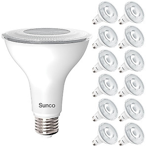 Sunco 12 Pack PAR30 LED Bulbs, 1200 Lumens High Brightness Flood Light Indoor 75W Equivalent 11W Dimmable, 3000K Warm White, E26 Medium Base, Exterior, Wet Rated - UL