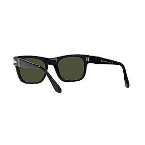 Persol PO3269S Square Sunglasses, Black/Green, 52 mm